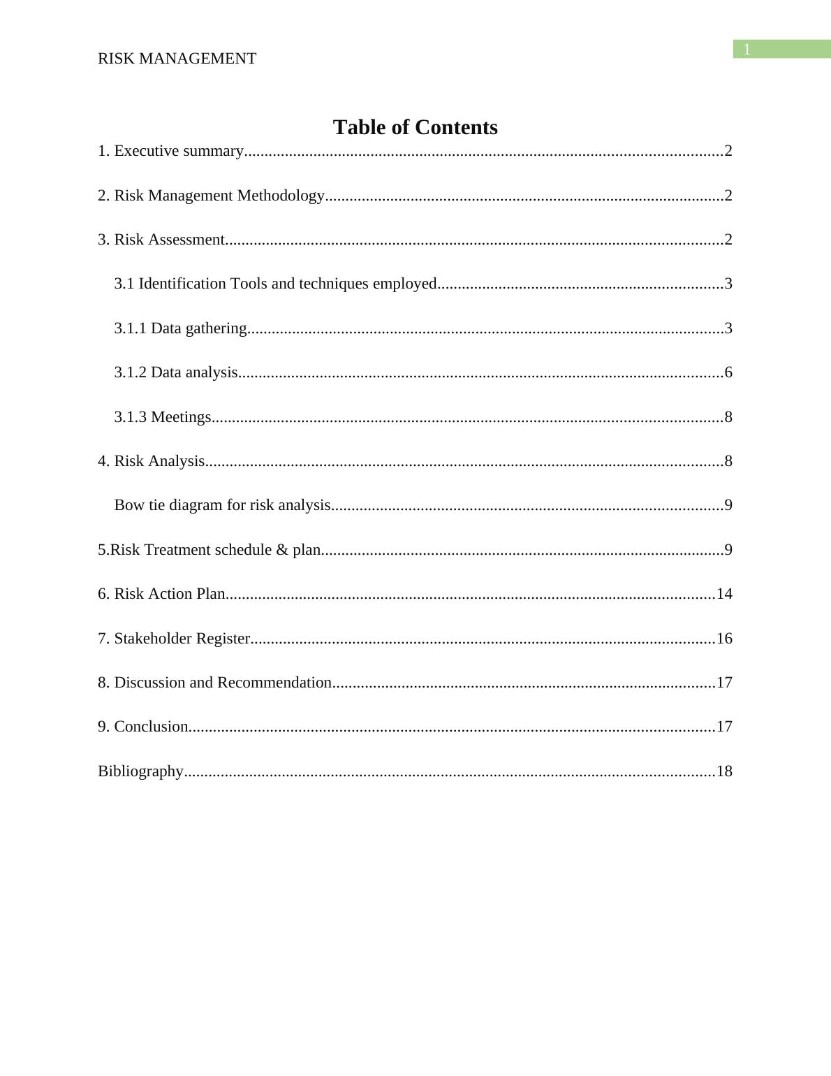 Risk Management : Assignment Sample