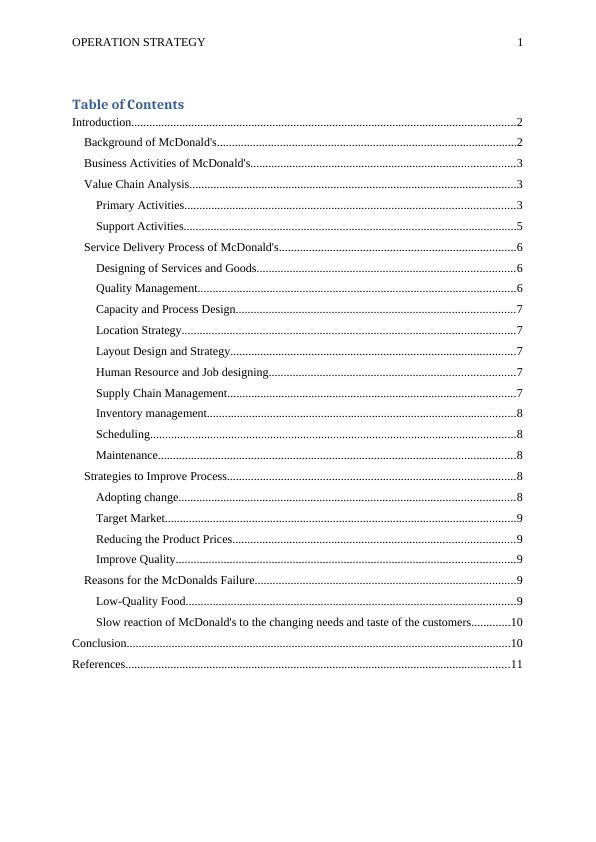 Operation Strategy | Desklib