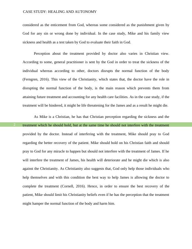 Case Study: Healing and Autonomy