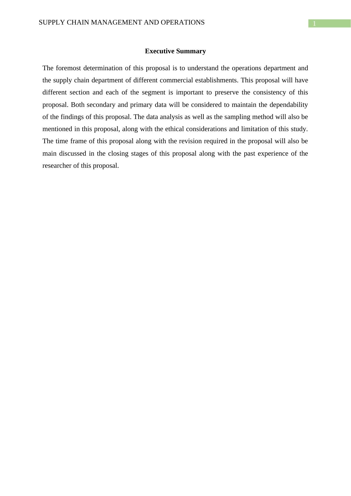 Supply Chain Management and Operations - Desklib