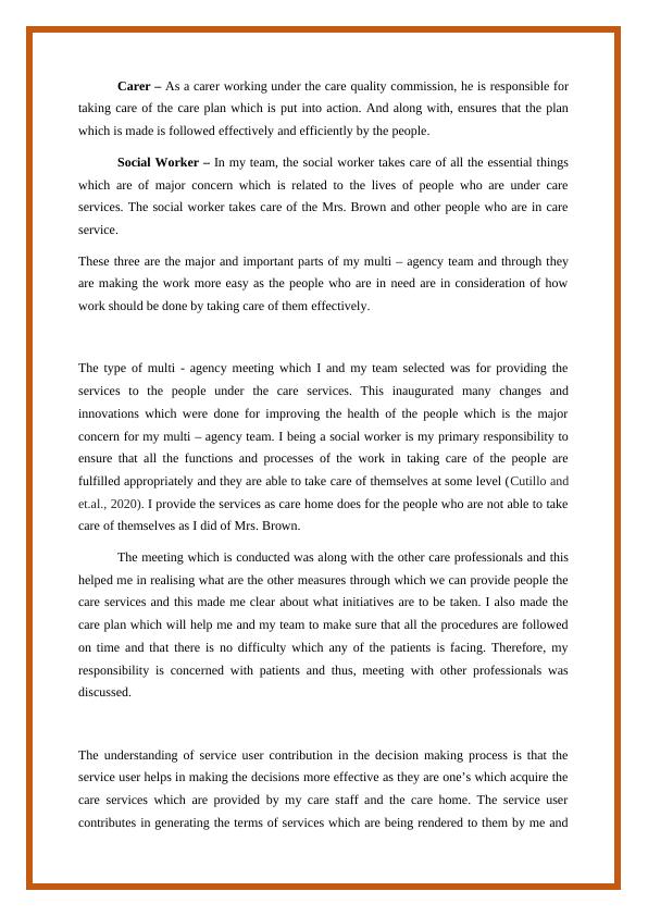 Social Work Case Study: Multi-Agency Team and Reflection