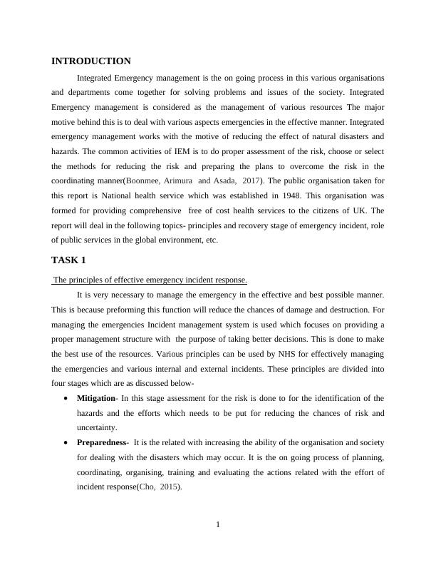 Integrated Emergency Management