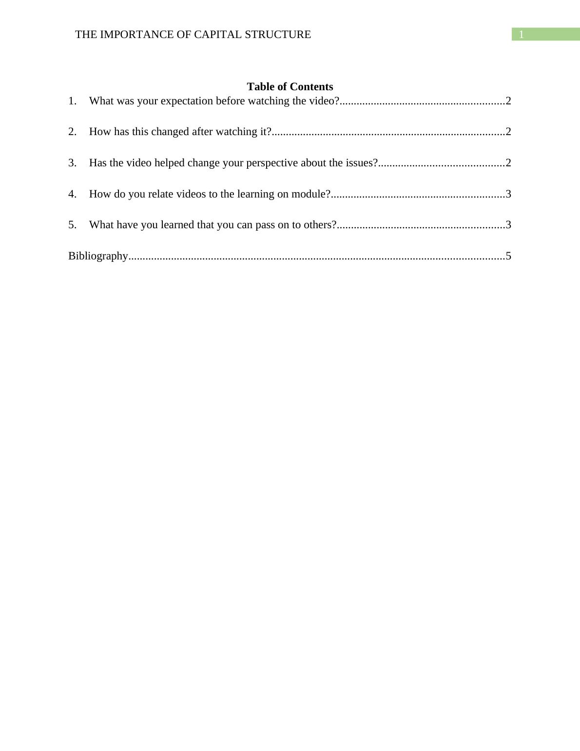 Capital Structure Assignment: Finance Module Analysis