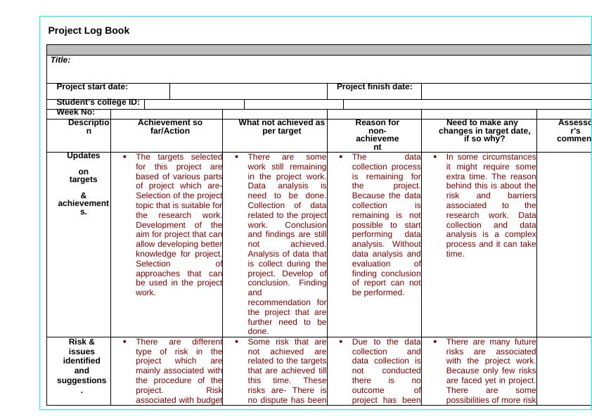 Project Log Book: Business Development Progress Report