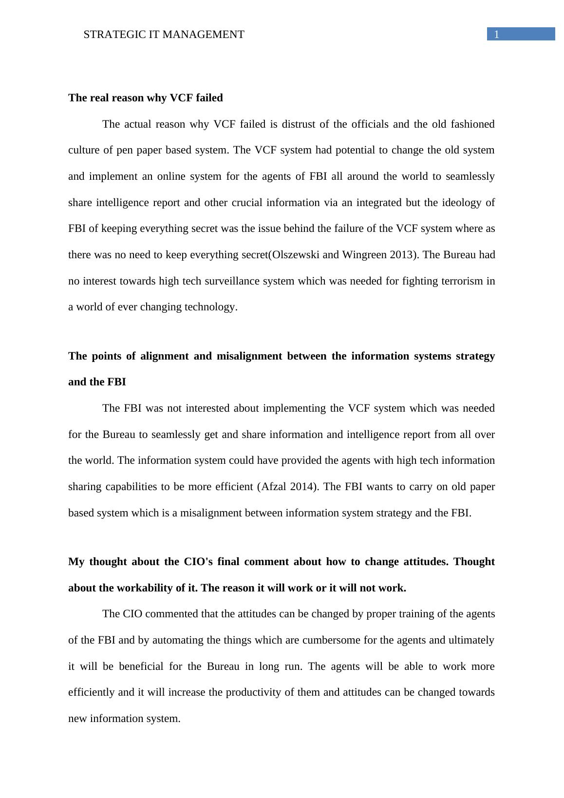 Strategic IT Management: FBI VCF System Failure Analysis