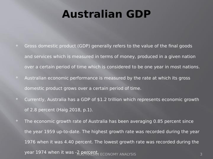 Analysis of the Australian Economy