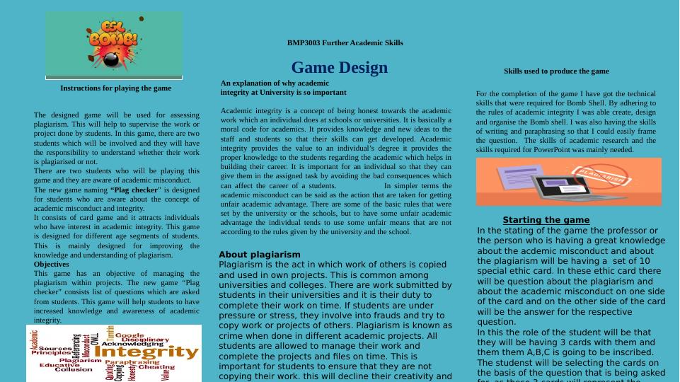 Plagiarism Checker Game: Academic Integrity Assessment