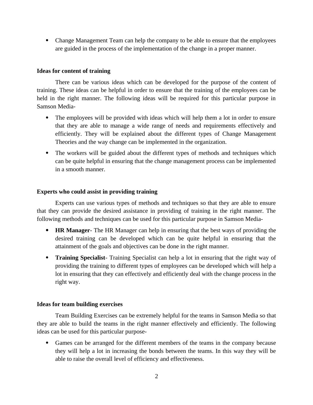 Change Management Plan | Samson Media