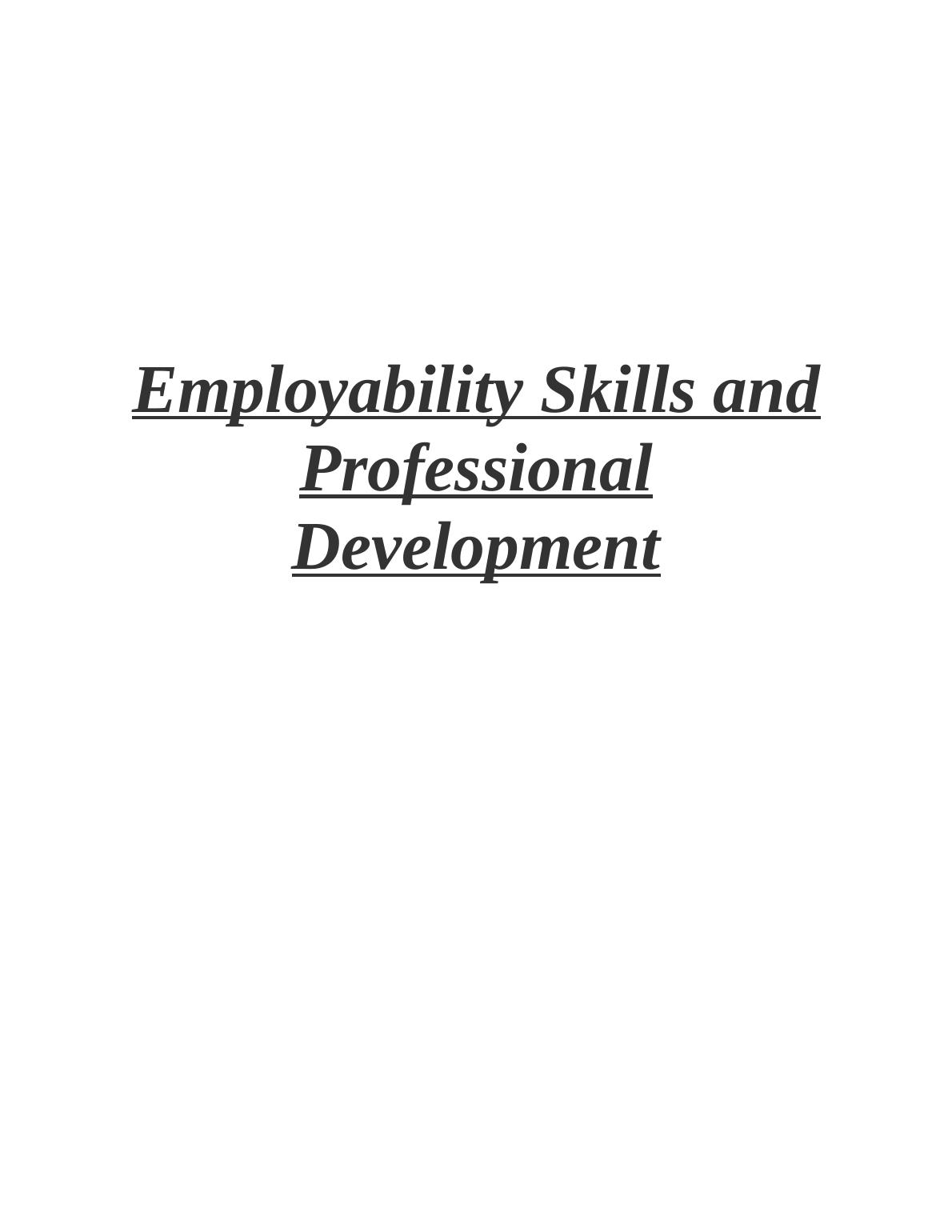 PDF | Employability Skills And Professional Development