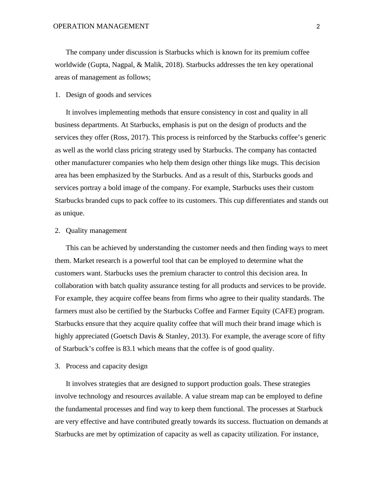 Case Study: Analyzing Operation Management at Starbucks