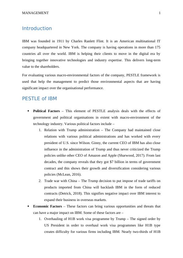 IBM Strategic Analysis: PESTLE Framework for Business