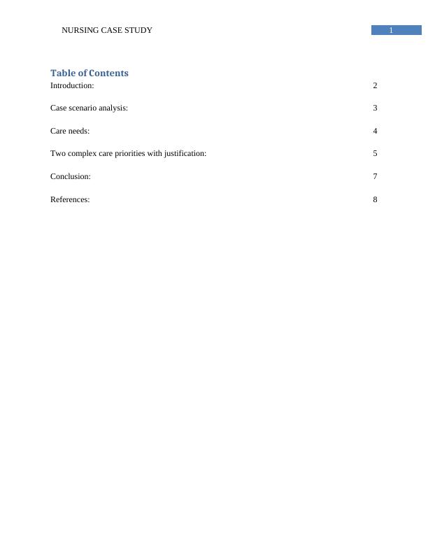 Nursing Case Study: Clinical Reasoning Cycle Application