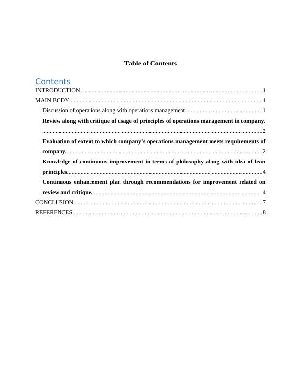 Operations and Project Management - Desklib