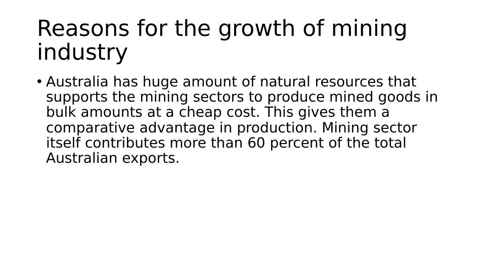 Economics and International Trade Analysis of Mining Sector