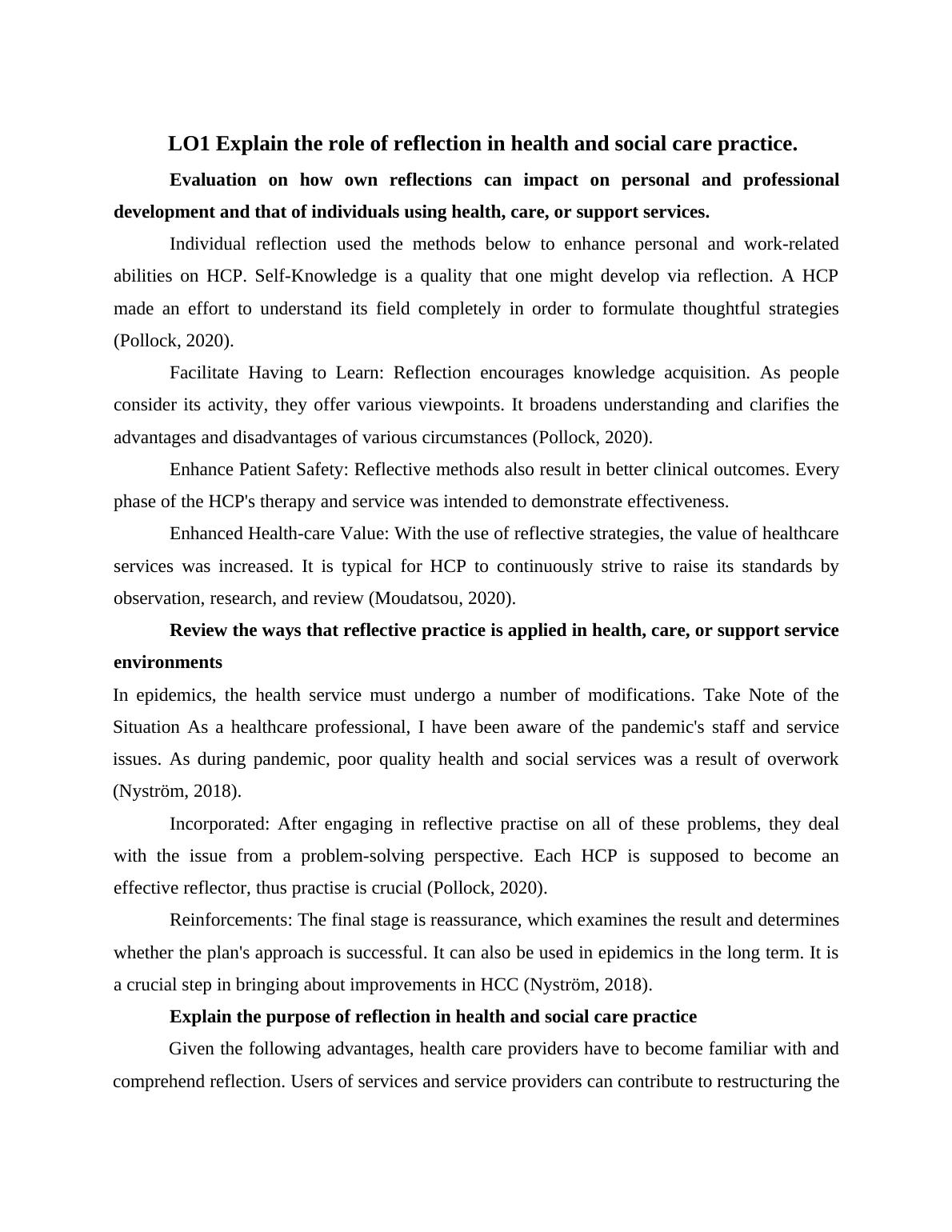 Becoming a Professional and Reflective Practitioner in HSC