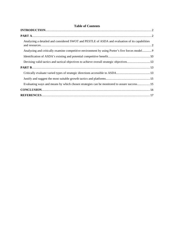 ASDA Business Strategy: SWOT, PESTLE, and Porter's