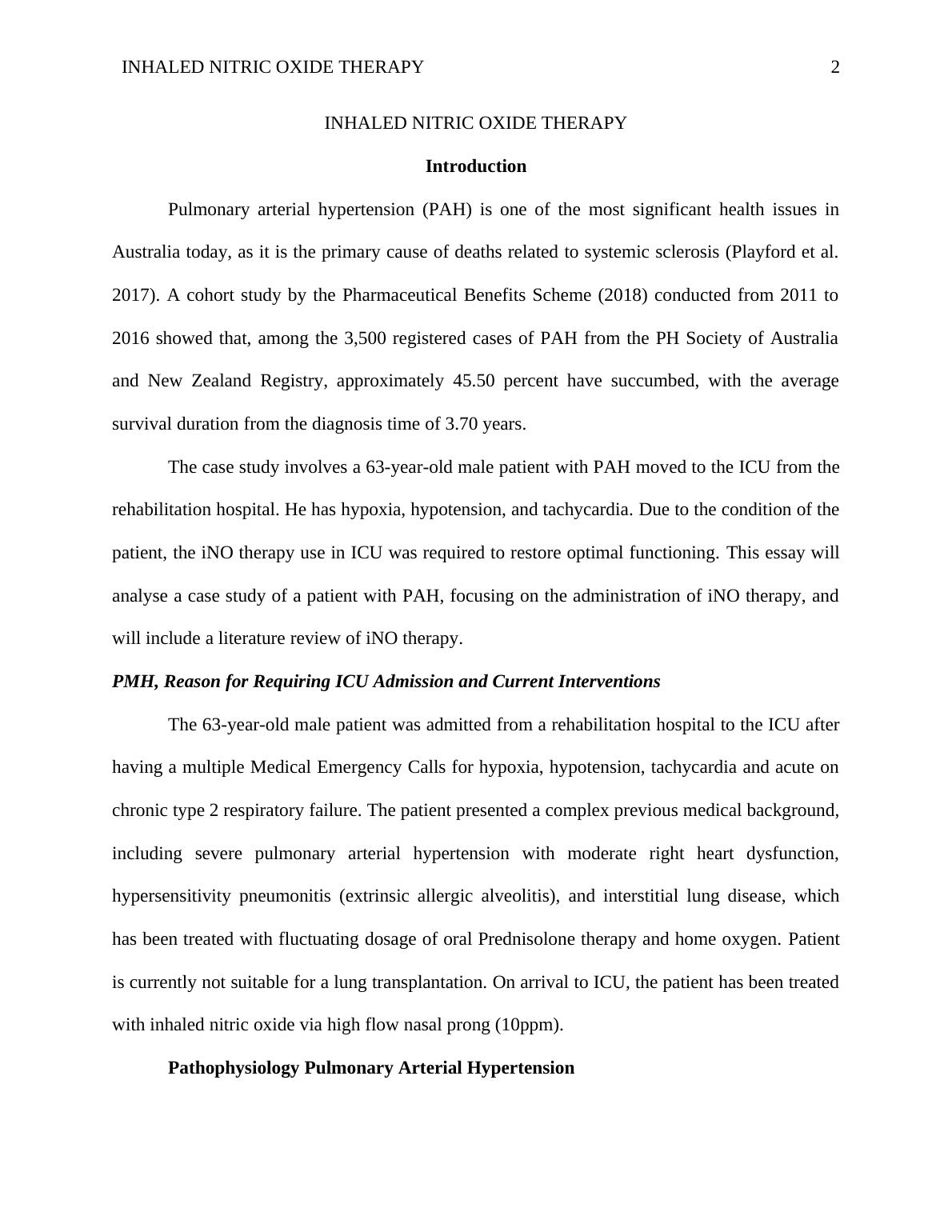 Inhaled Nitric Oxide Therapy for Pulmonary Hypertension