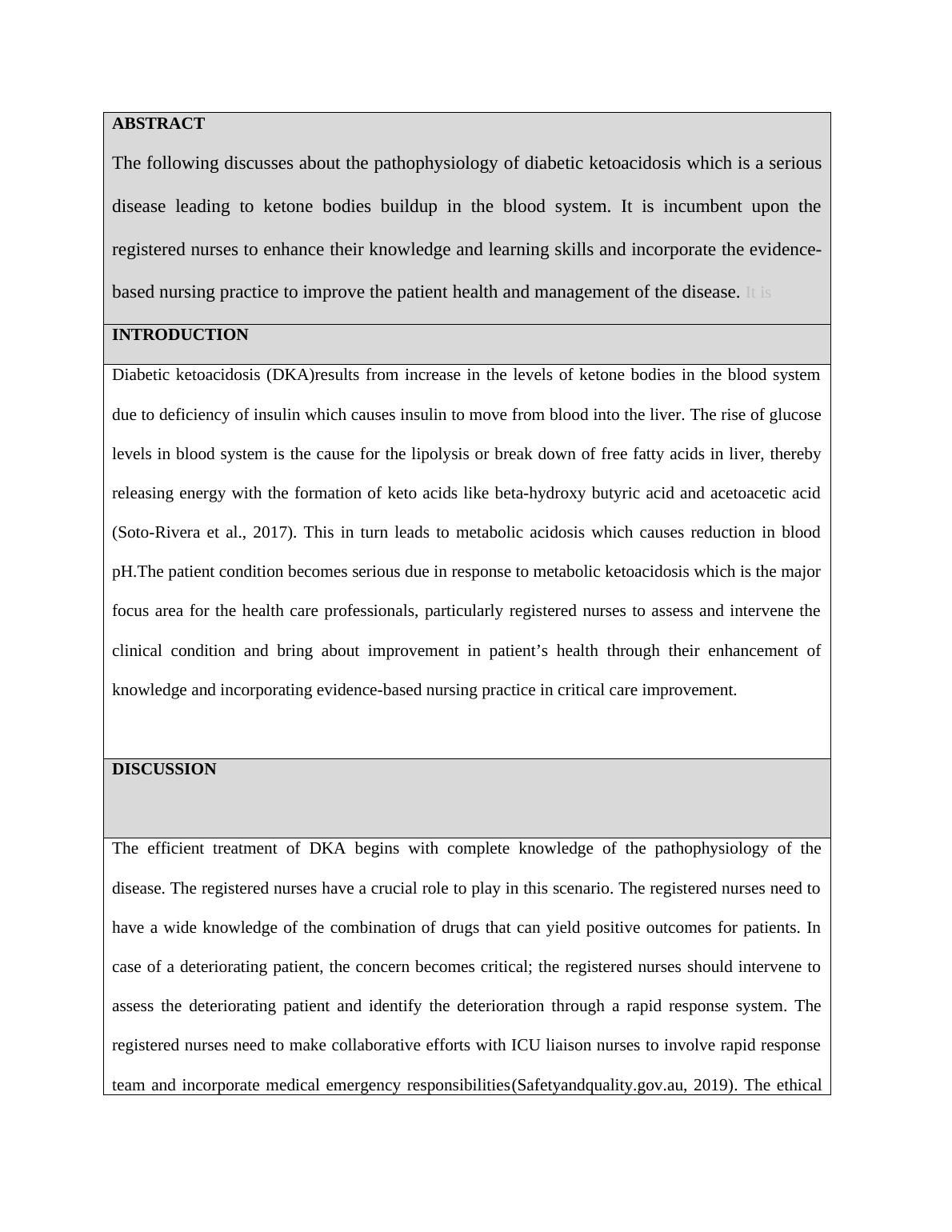 Educational DKA Poster for Nurses - HSNS368 Acute Care