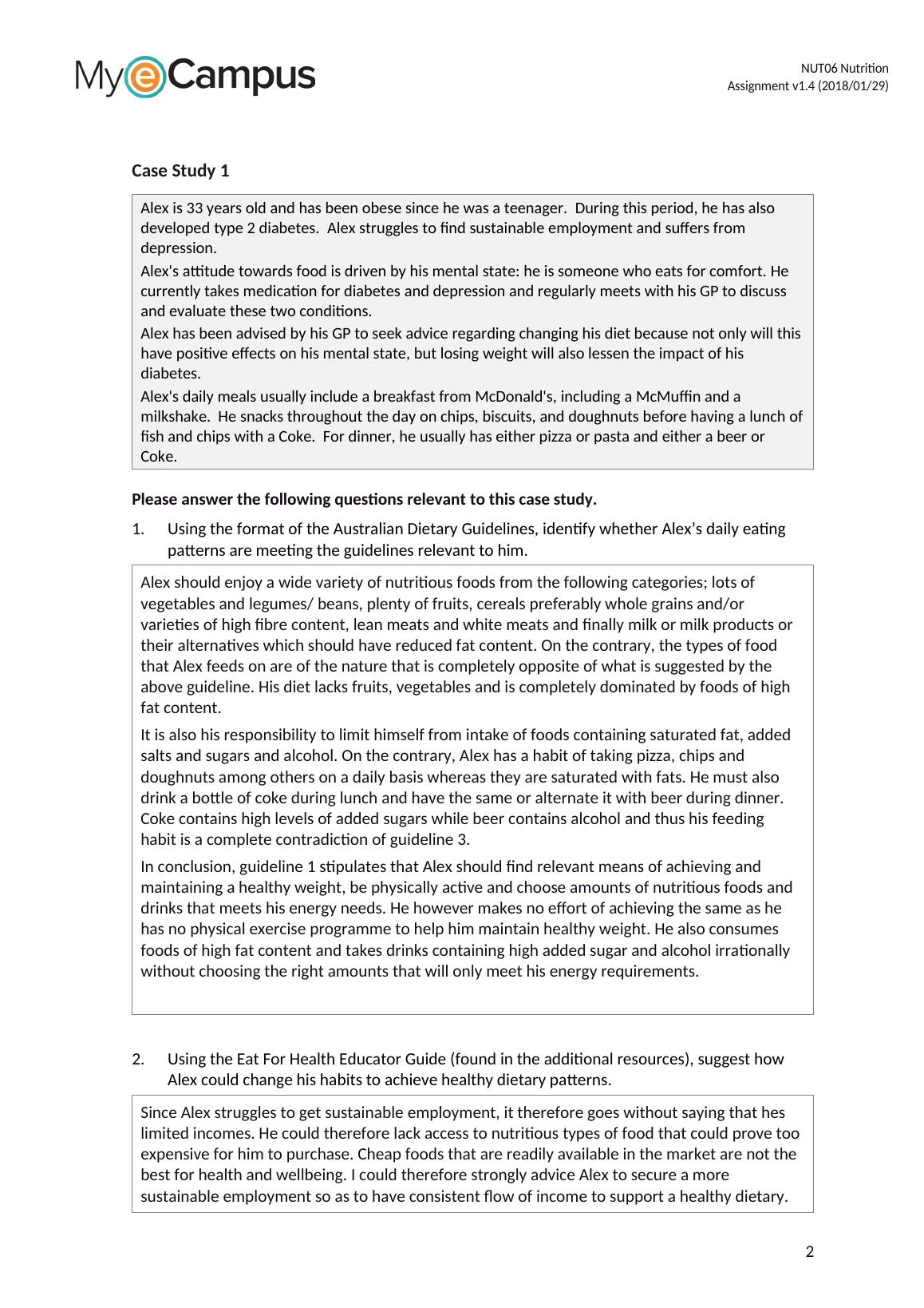 AIPT NUT06: Nutrition Assignment - Case Study Analysis