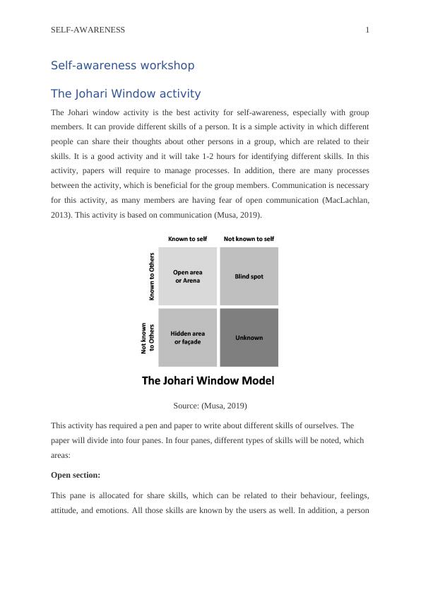 MBA502 Self-Awareness Workshop Report: Professional Skills