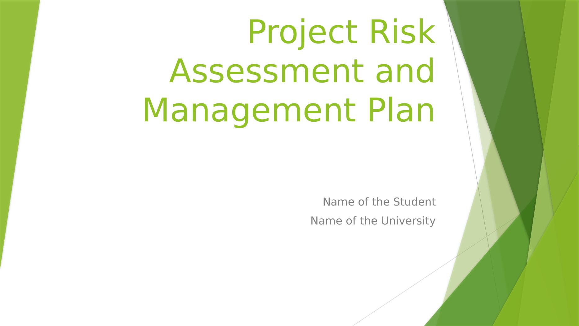 Project Risk Assessment and Management Plan.
