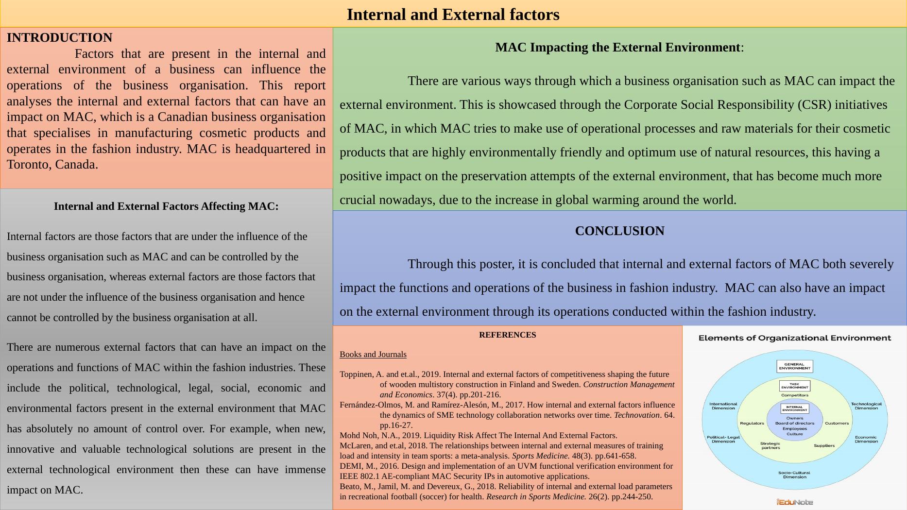 MAC Business: Examining Internal and External Factors Impact
