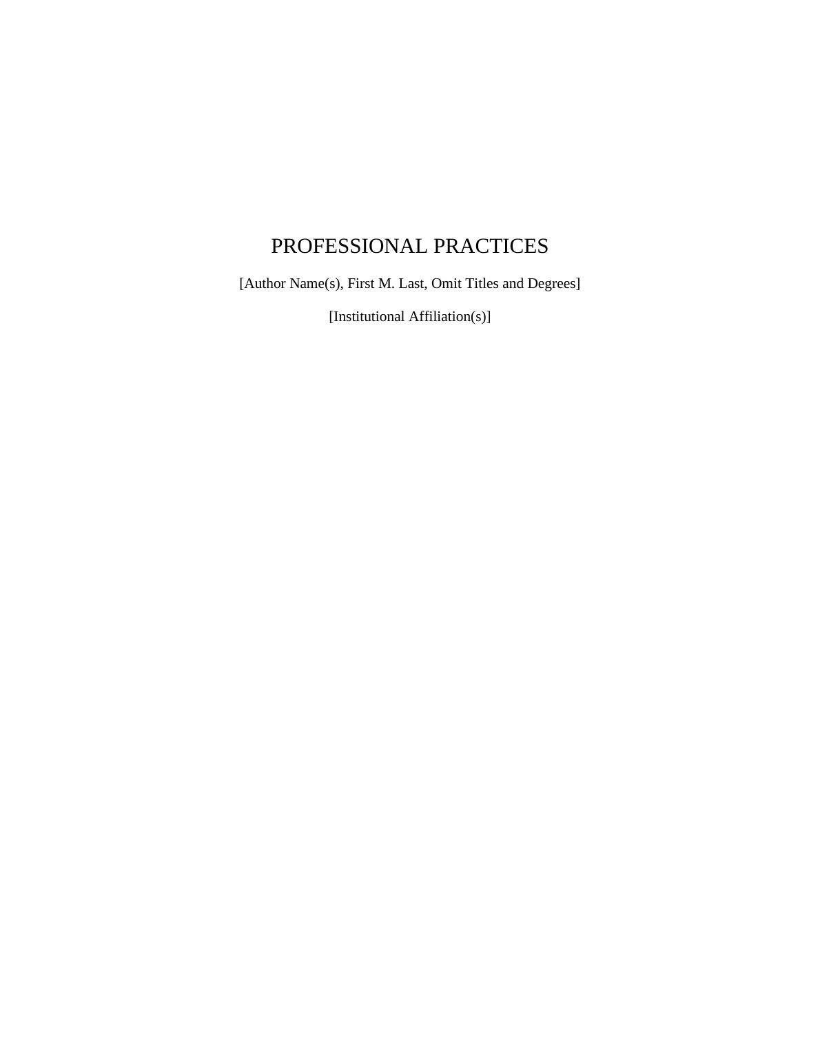 Professional Practices Case Study 2022