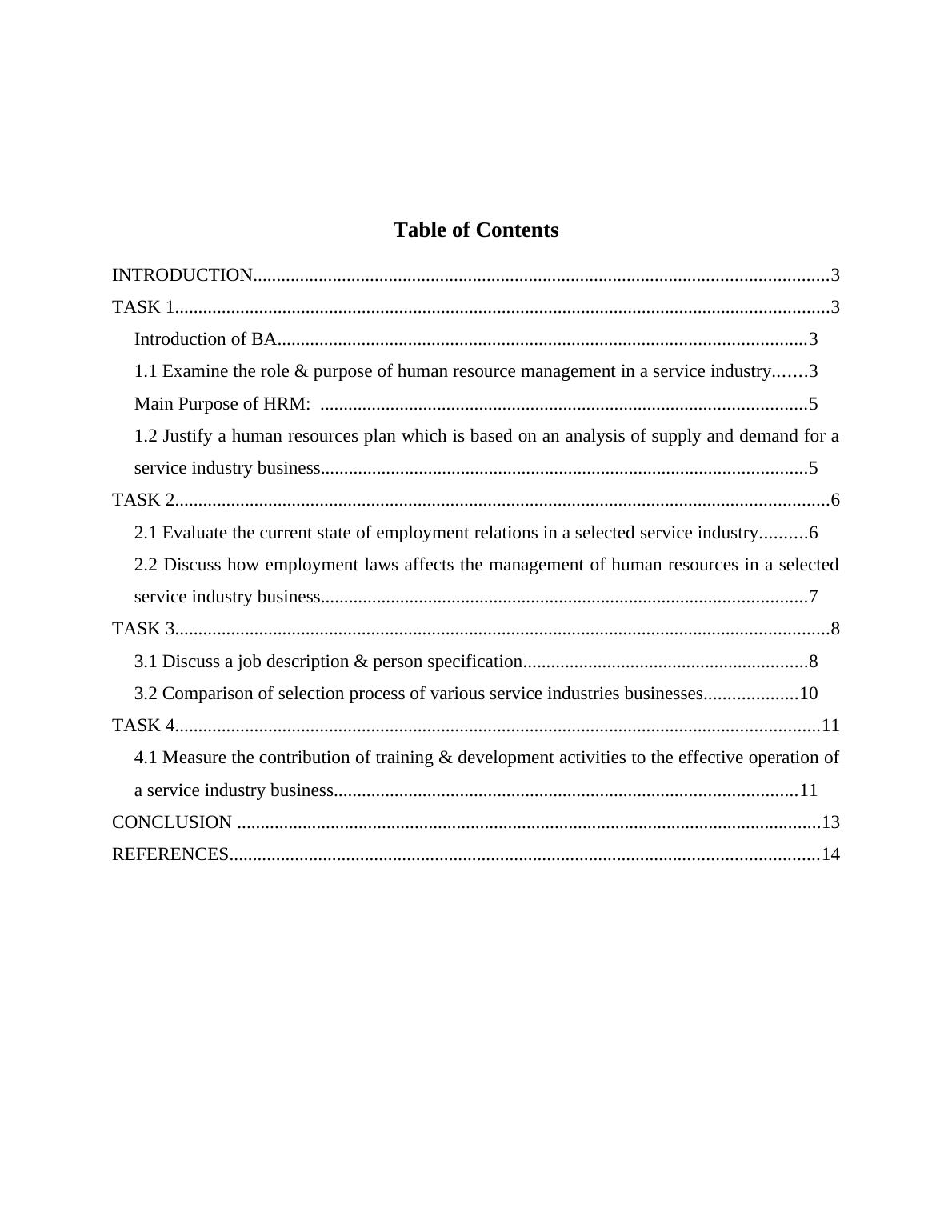 Human Resource Management in Service Industry: BA Analysis