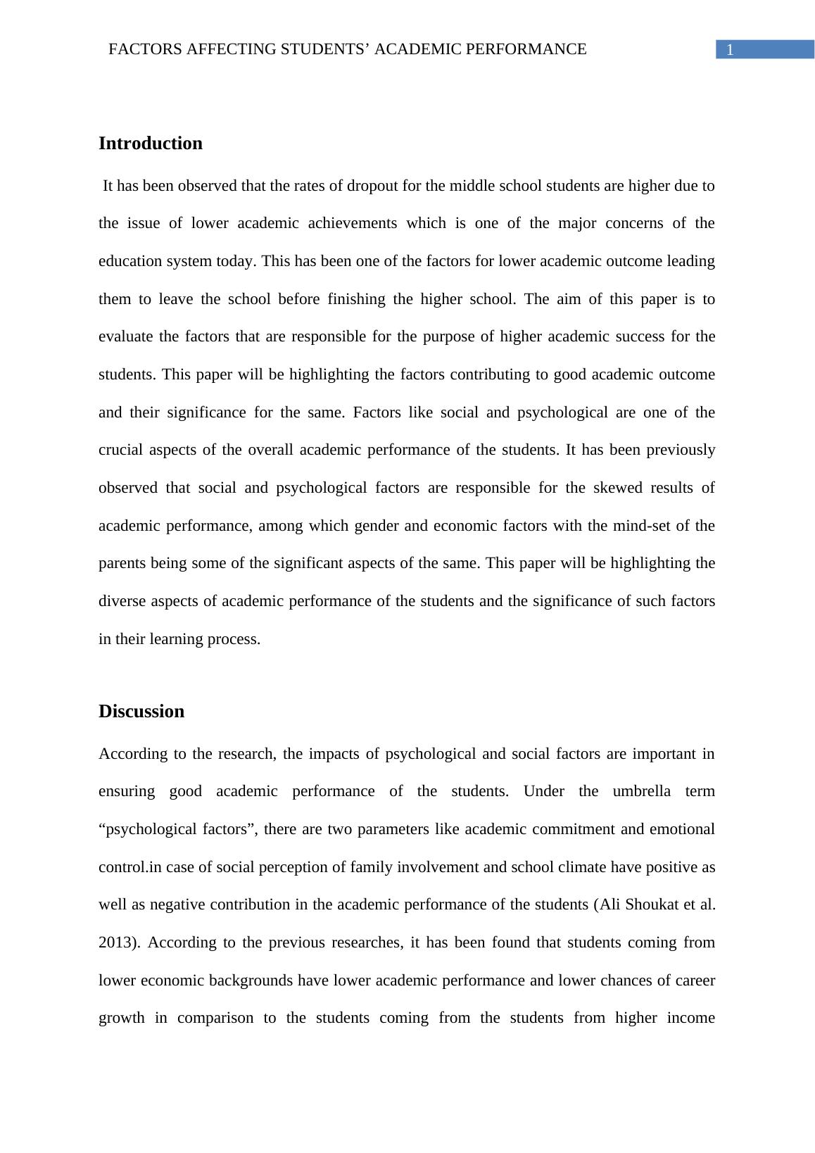 FACTORS AFFECTING STUDENTS’ ACADEMIC PERFORMANCE.