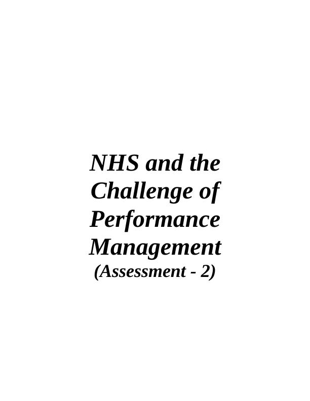 NHS Performance Management Challenges and Solutions