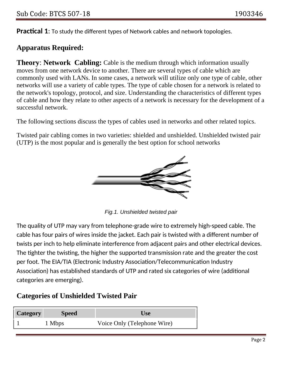 Network Cables and Topologies Practical Assignment