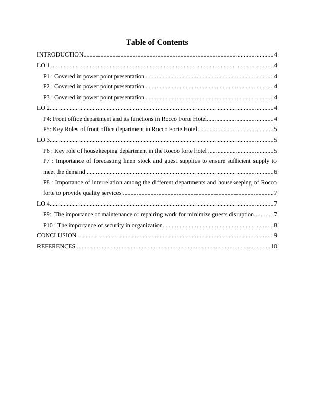 Report: Unit 7 - Managing Accommodation Services in Hotels