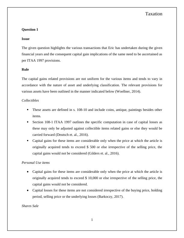 HI6028 Taxation: Capital Gains, FBT, and Partnerships