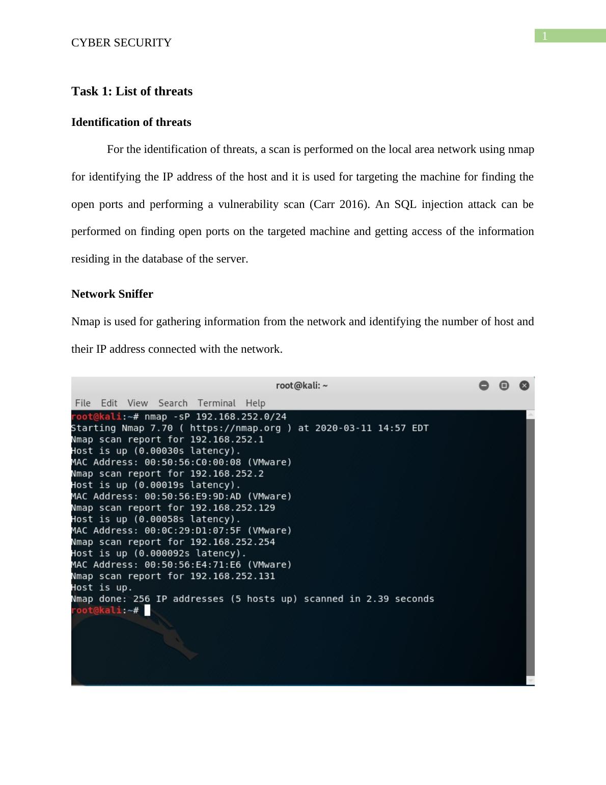 Cyber Security - Identification of threats