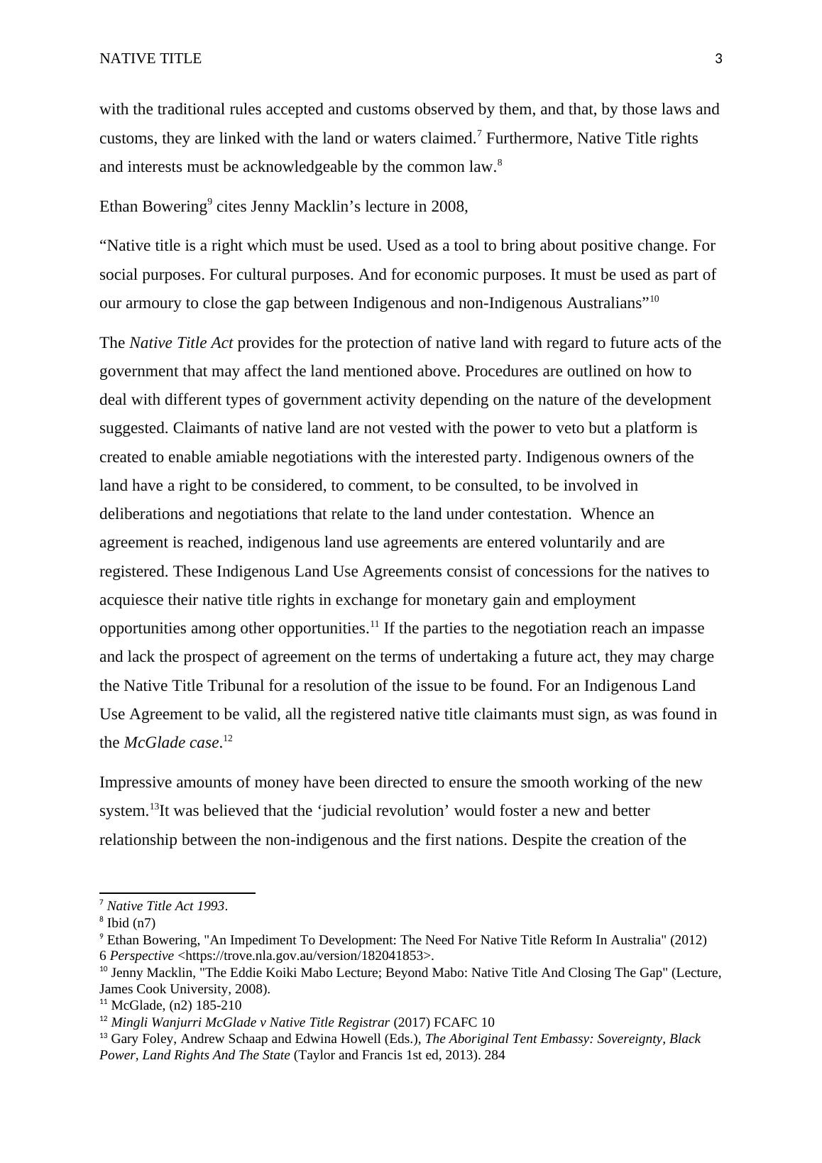 The Native Title Act: A Discussion