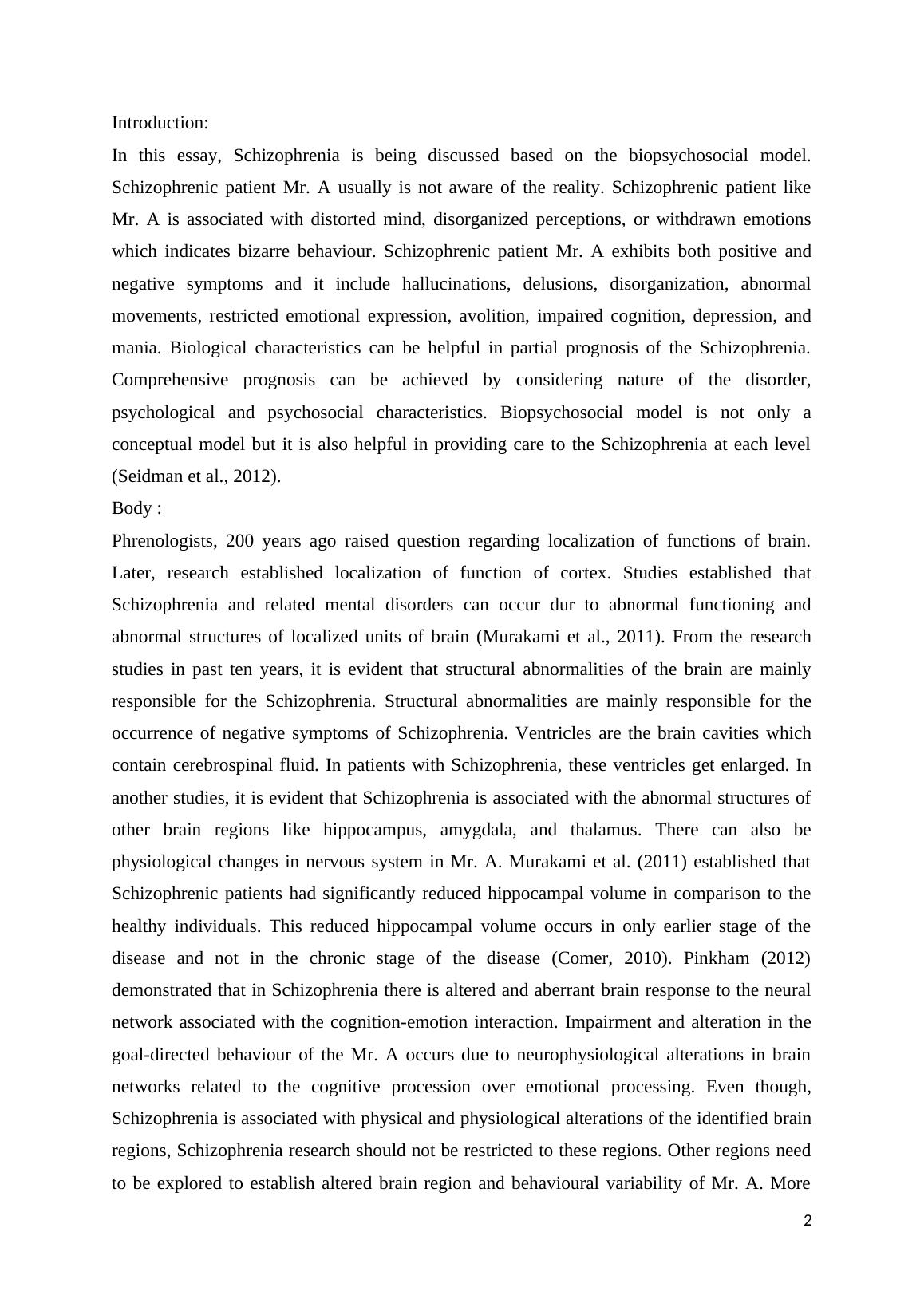 Essay on Schizophrenia, Biopsychosocial Model, Mental Health