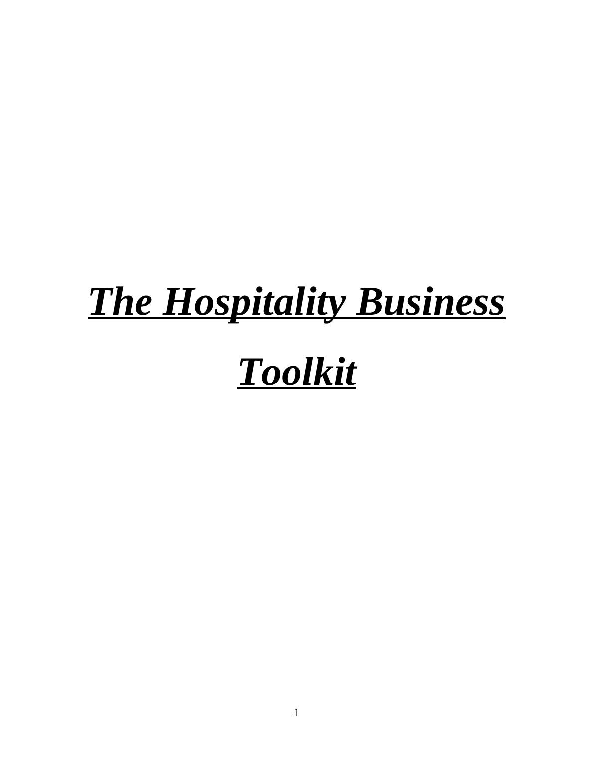 The Hospitality Business Toolkit