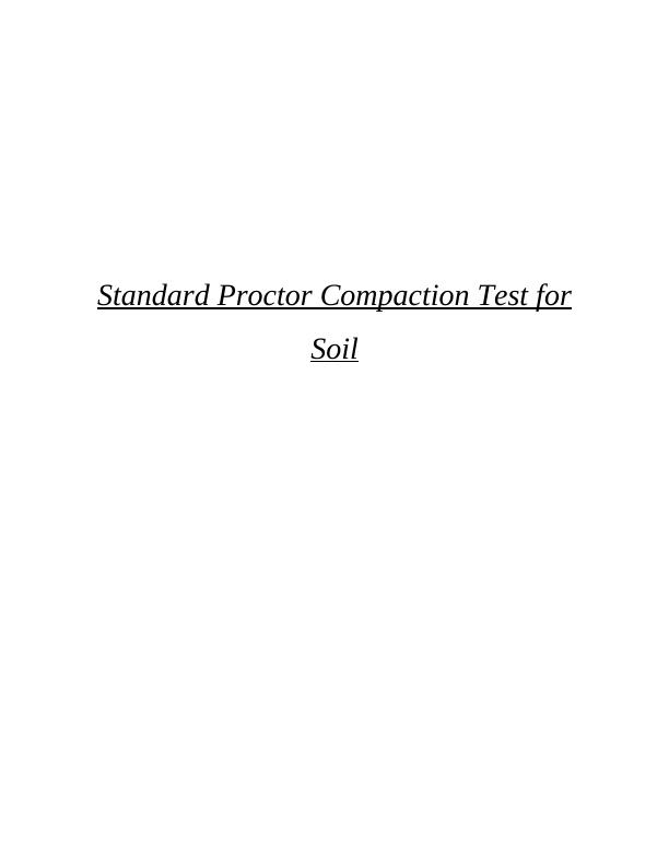 Standard proctor compation test for soil