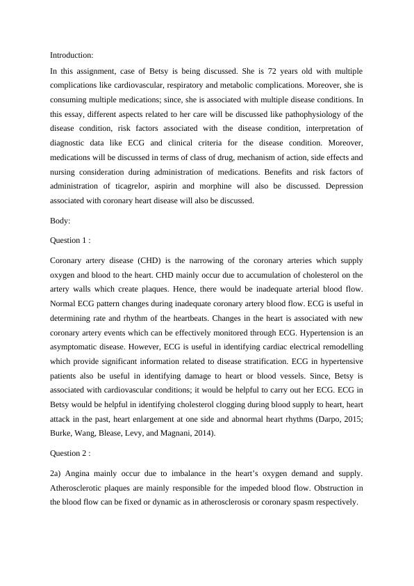 Complex Case: Treatment and Care for Betsy's Health