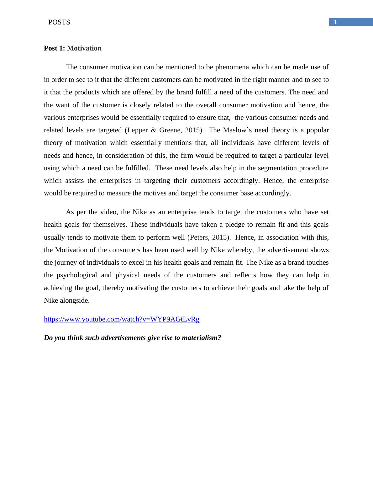 Consumer Behavior: Motivation and Diffusion Theories