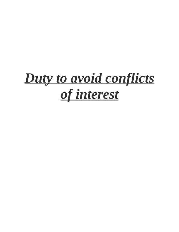 Duty to Avoid Conflicts of Interest