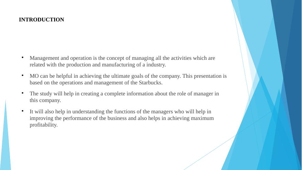 Management and Operations: Role of Manager and Leader in Starbucks