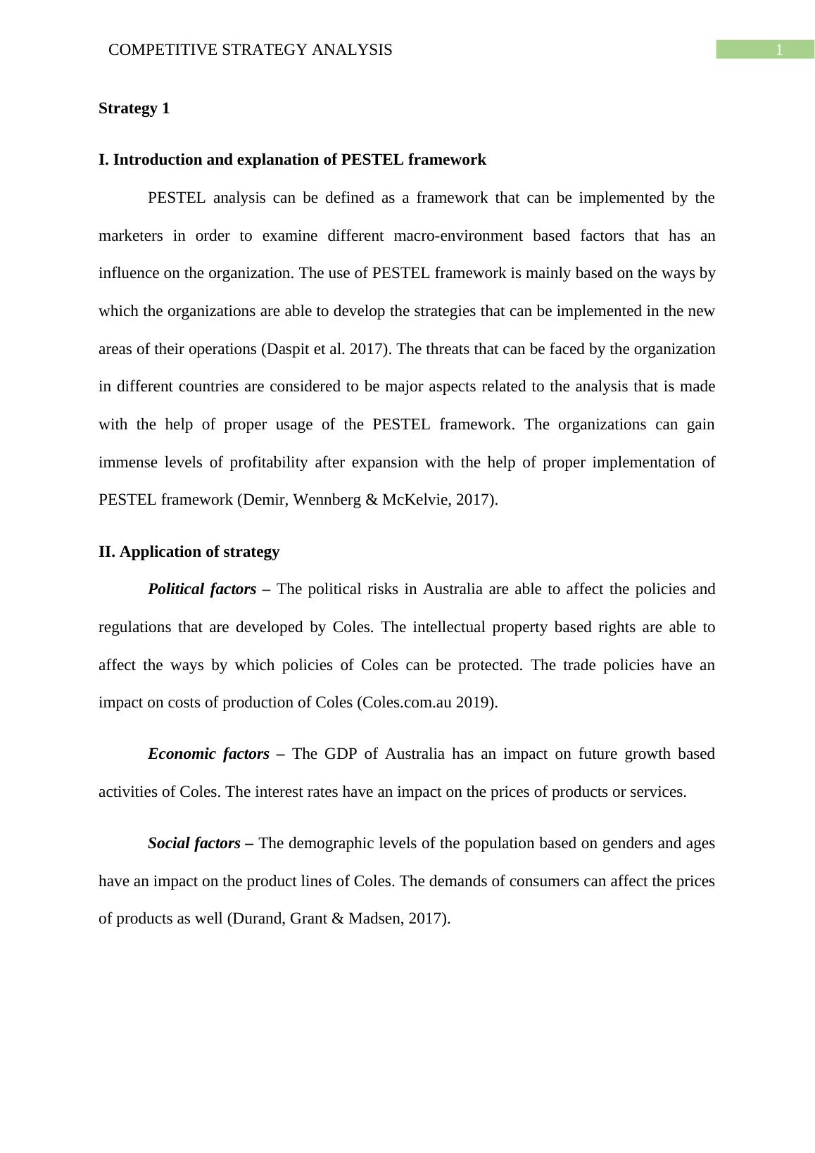 Competitive Strategy Analysis - Desklib