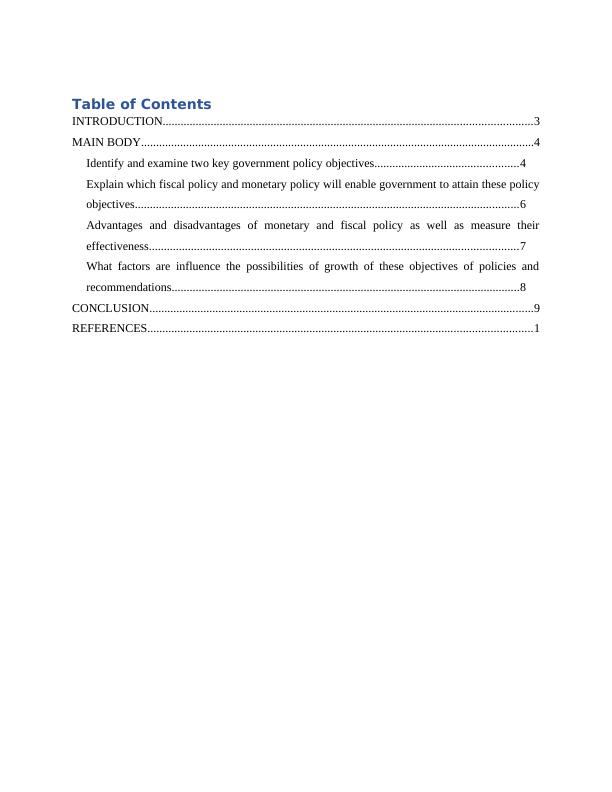 Macroeconomics: Government Policy Objectives Report