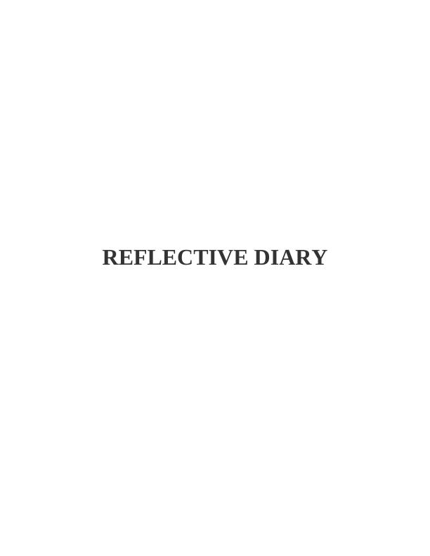 Reflective Diary Assignment Sample