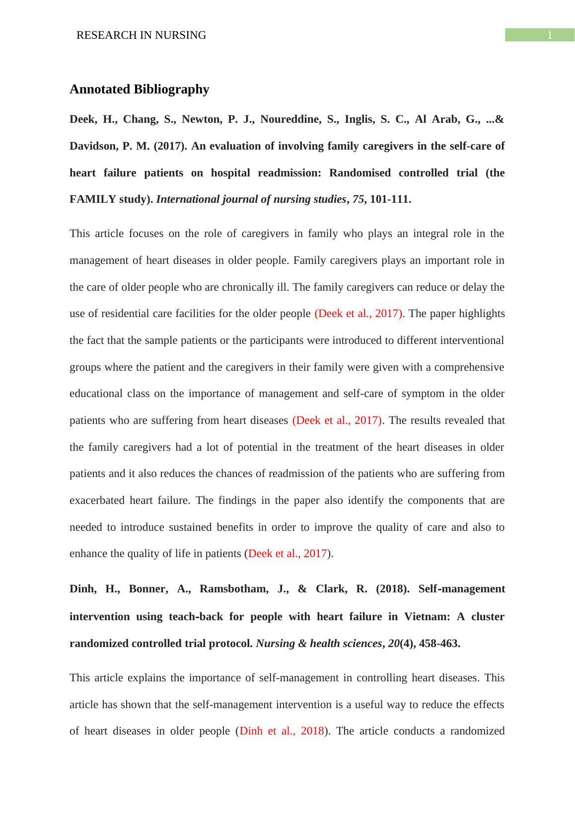 Nursing Research: Annotated Bibliography & Recommendations