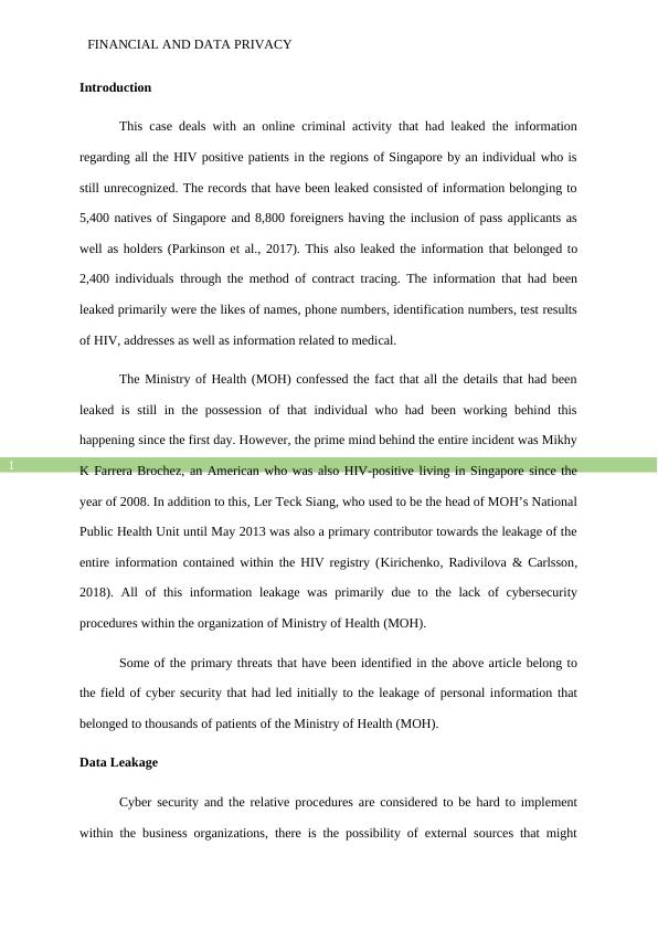 Data Privacy and Cybersecurity: Singapore Case Analysis