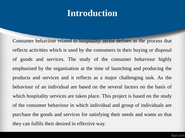Hospitality Consumer Behavior and Insight