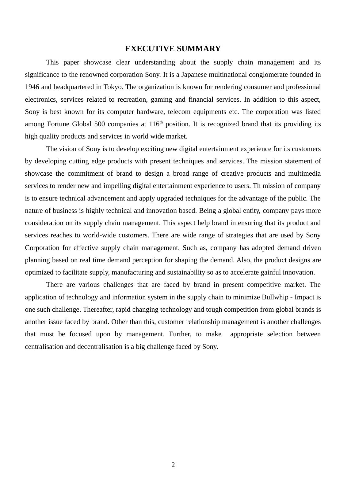 Sony Supply Chain: Analysis of Challenges and Strategies