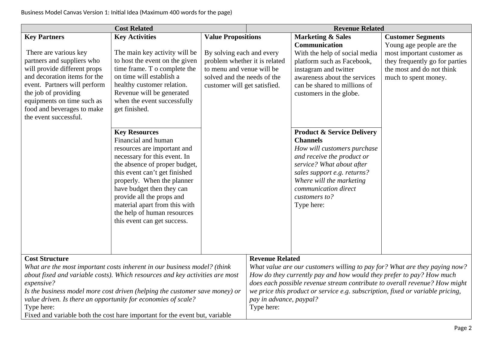 Business Model Canvas Assignment: Iteration & Reflection